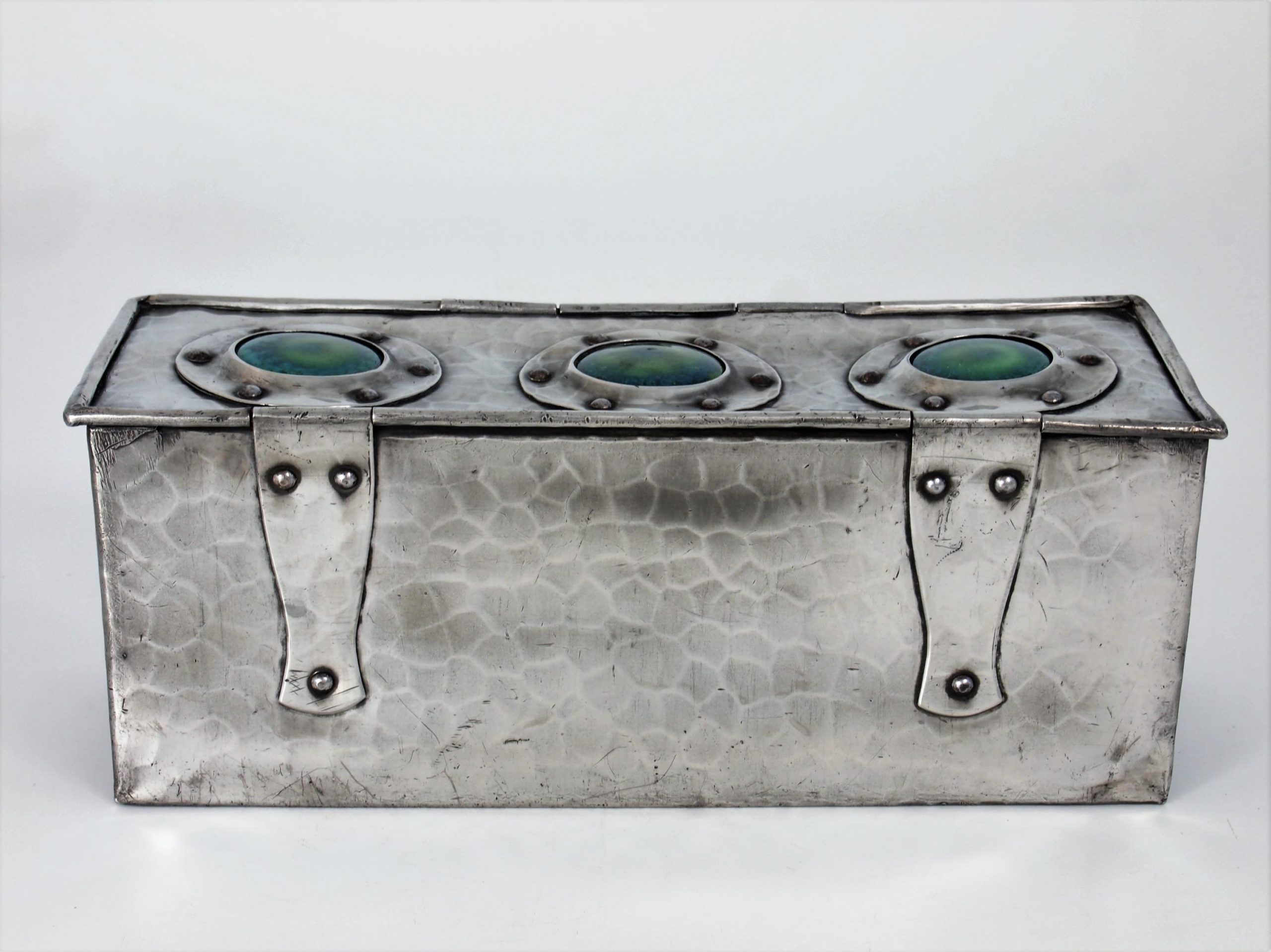 Pewter Box with Ruskin Cabochons* - Nouveau Deco Arts