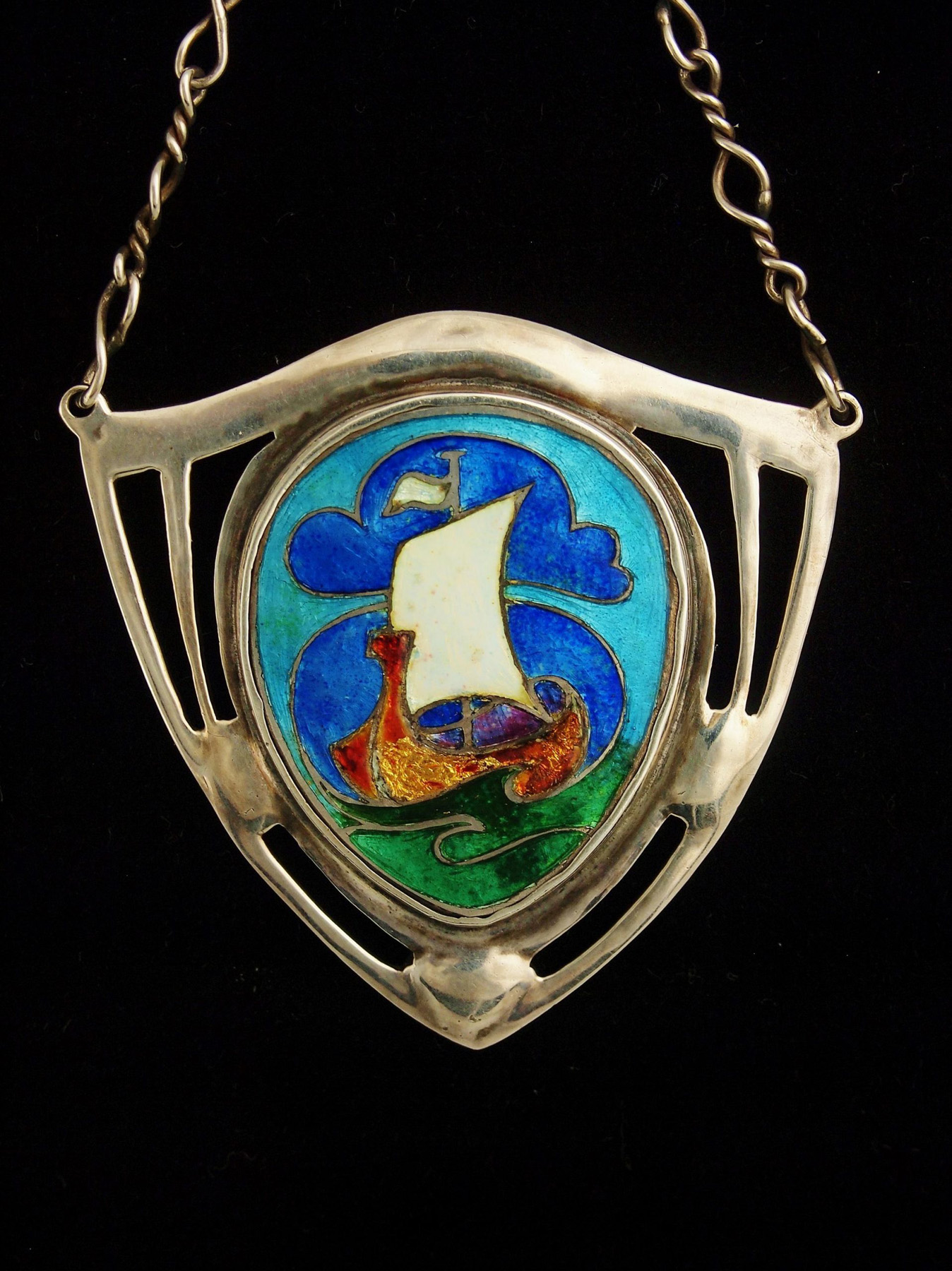 William Snelling Hadaway Enamelled Galleon Necklace* - Nouveau Deco Arts