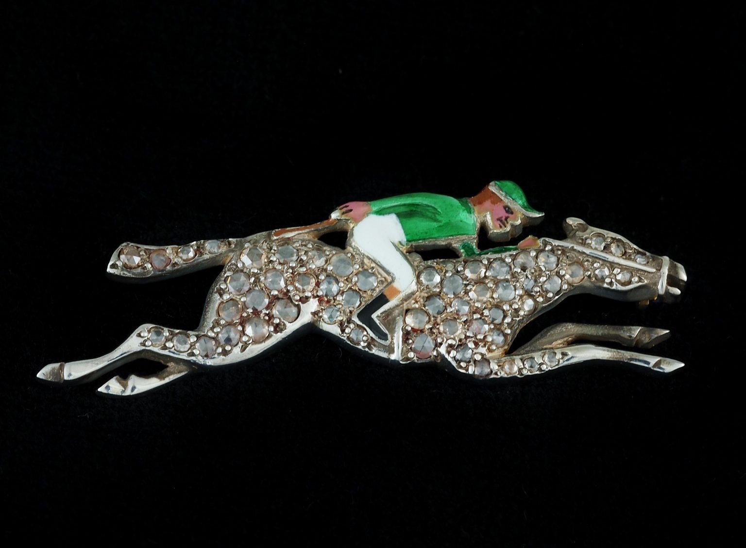 Diamond Racing Jockey Brooch* - Nouveau Deco Arts