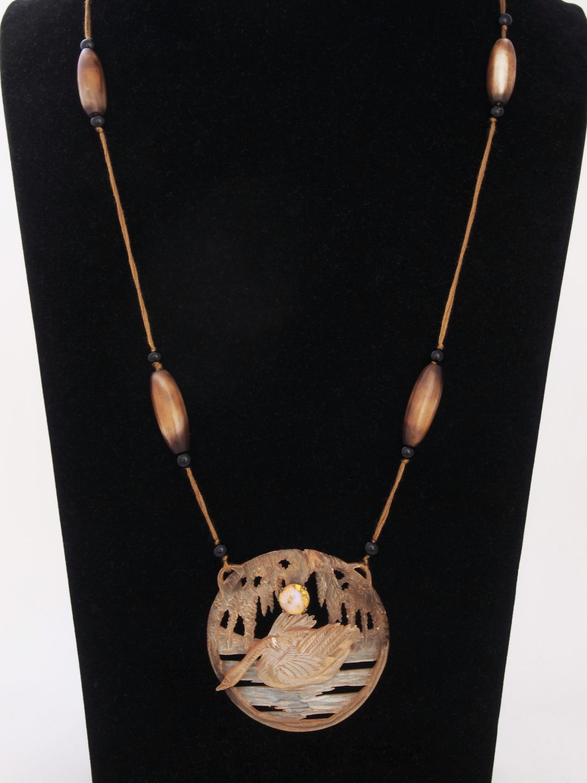 Elizabeth Bonté Carved Horn Swan Pendant* - Nouveau Deco Arts